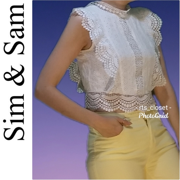 Sim & Sam | Tops | Sim Sam Eyelet And Lace Top | Poshmark
